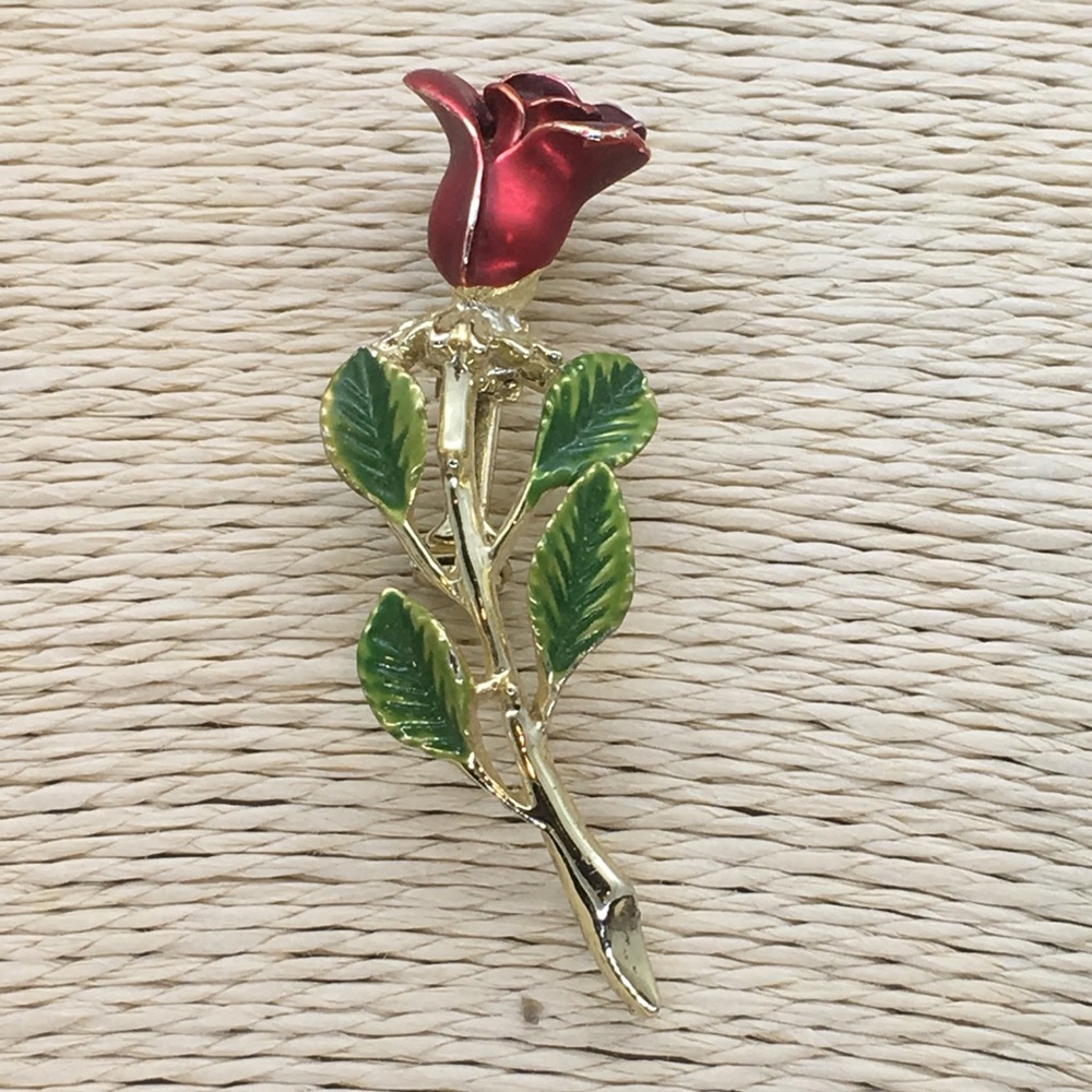 Signed Gerry’s Vintage Rose Flower Brooch Pin - Gem